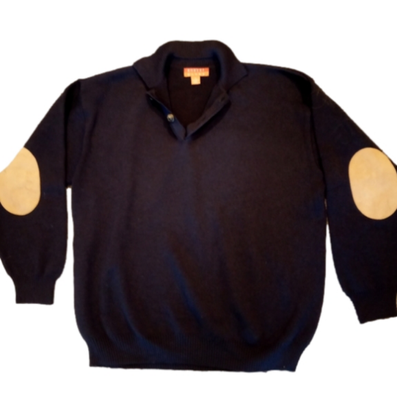Robert Banks | Sweaters | Robert Banks Merino Wool Navy Patch Sleeve ...